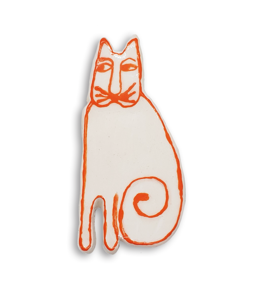 ORANGE WHITE CAT Ceramic Candy